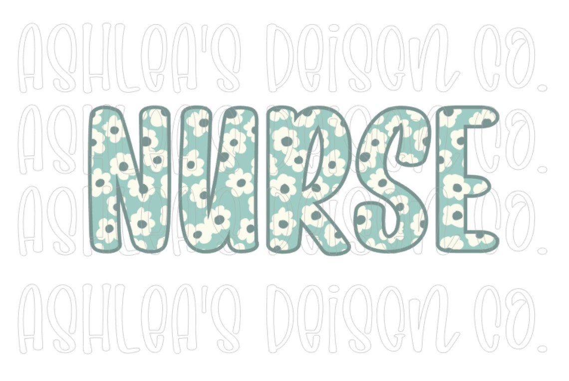 Nurse Blue Floral Png Nurse Svg - Etsy