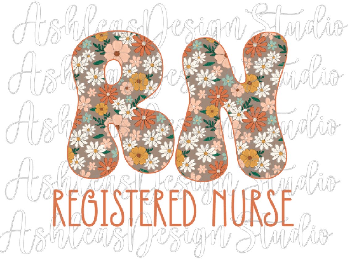 RN Png RN Svg Registered Nurse Floral Digital Download - Etsy