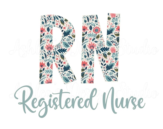 RN Png RN Svg Registered Nurse Floral Digital Download - Etsy