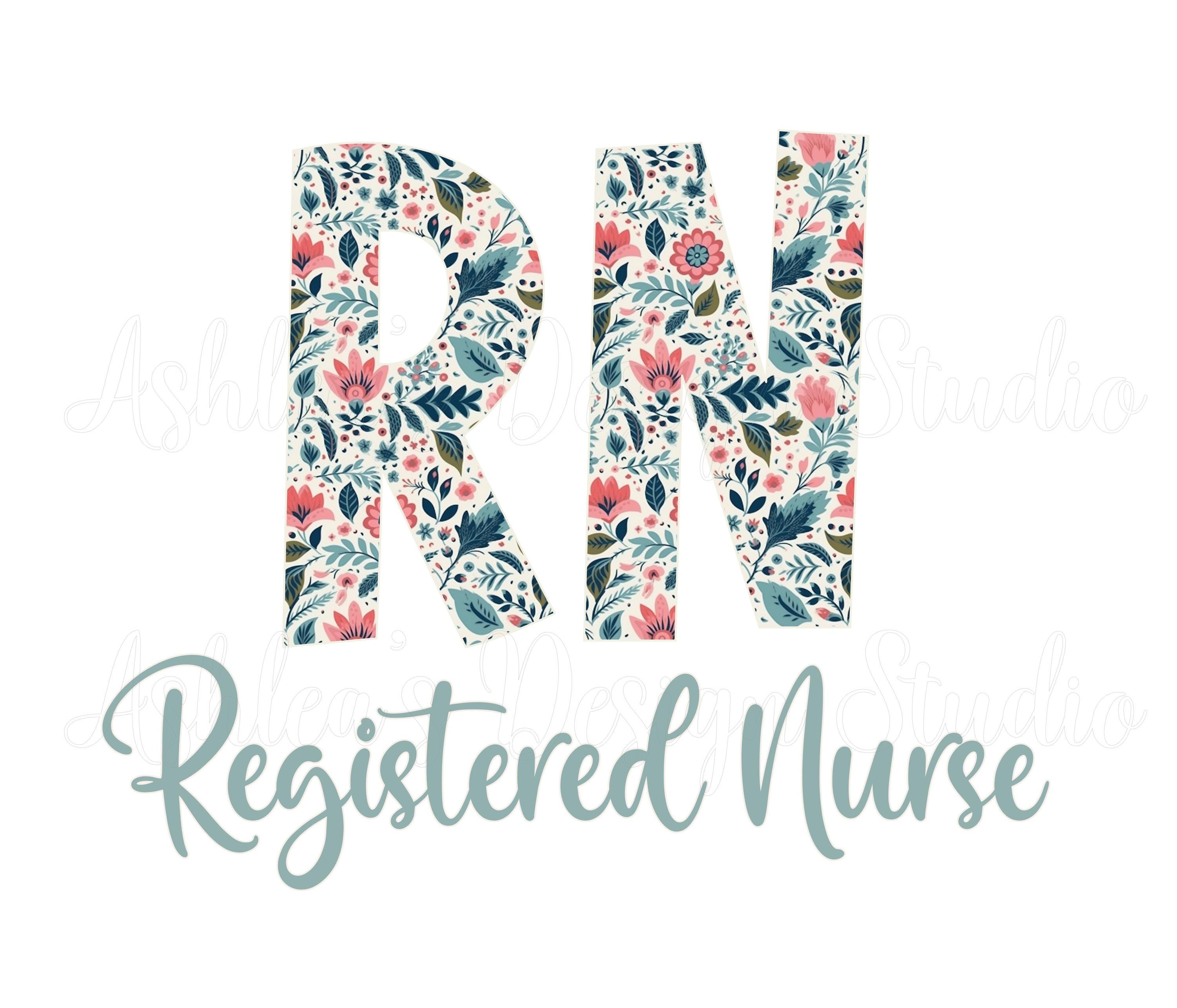 RN Png RN Svg Registered Nurse Floral Digital Download - Etsy