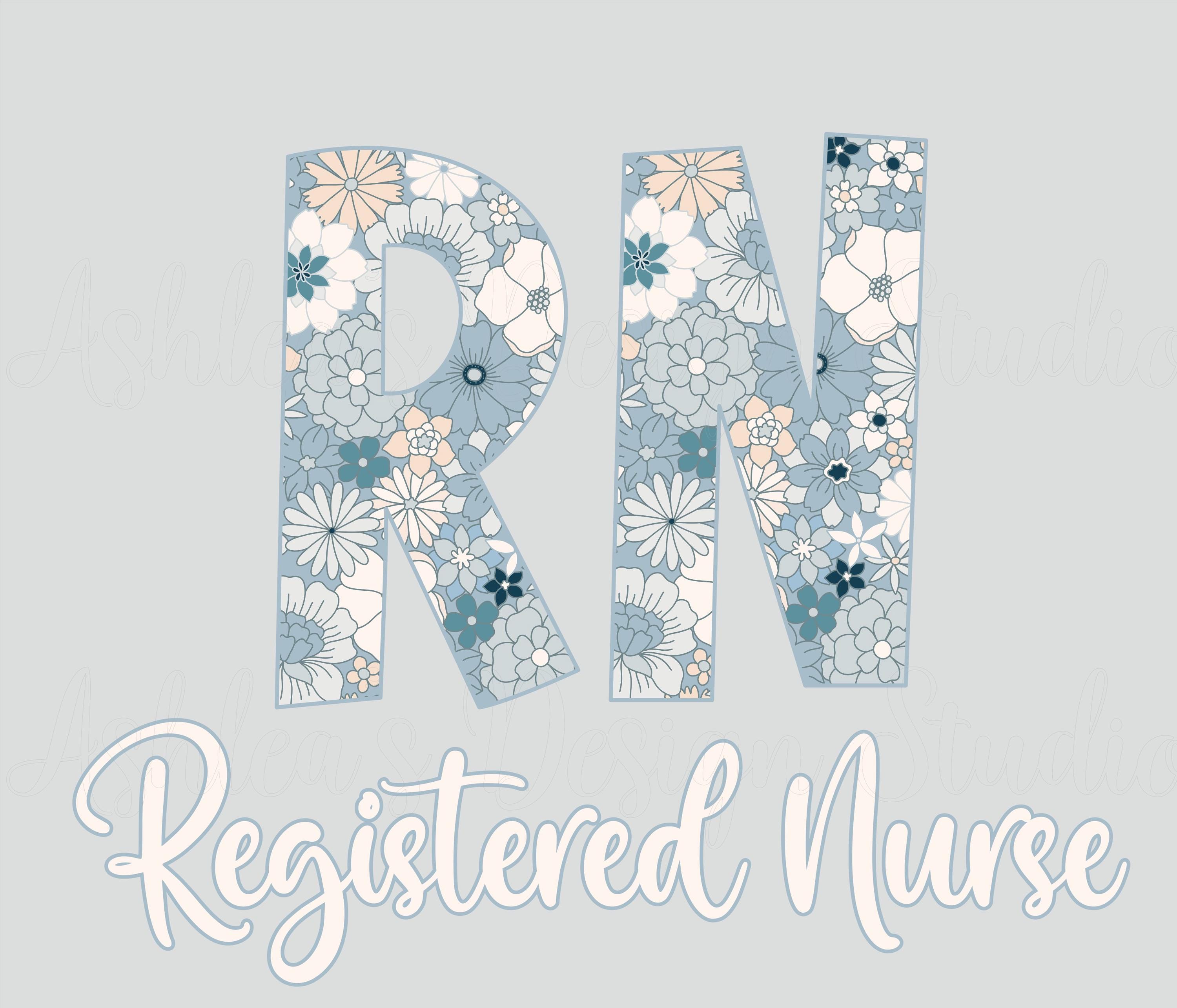RN Png RN Svg Registered Nurse Floral Digital Download - Etsy