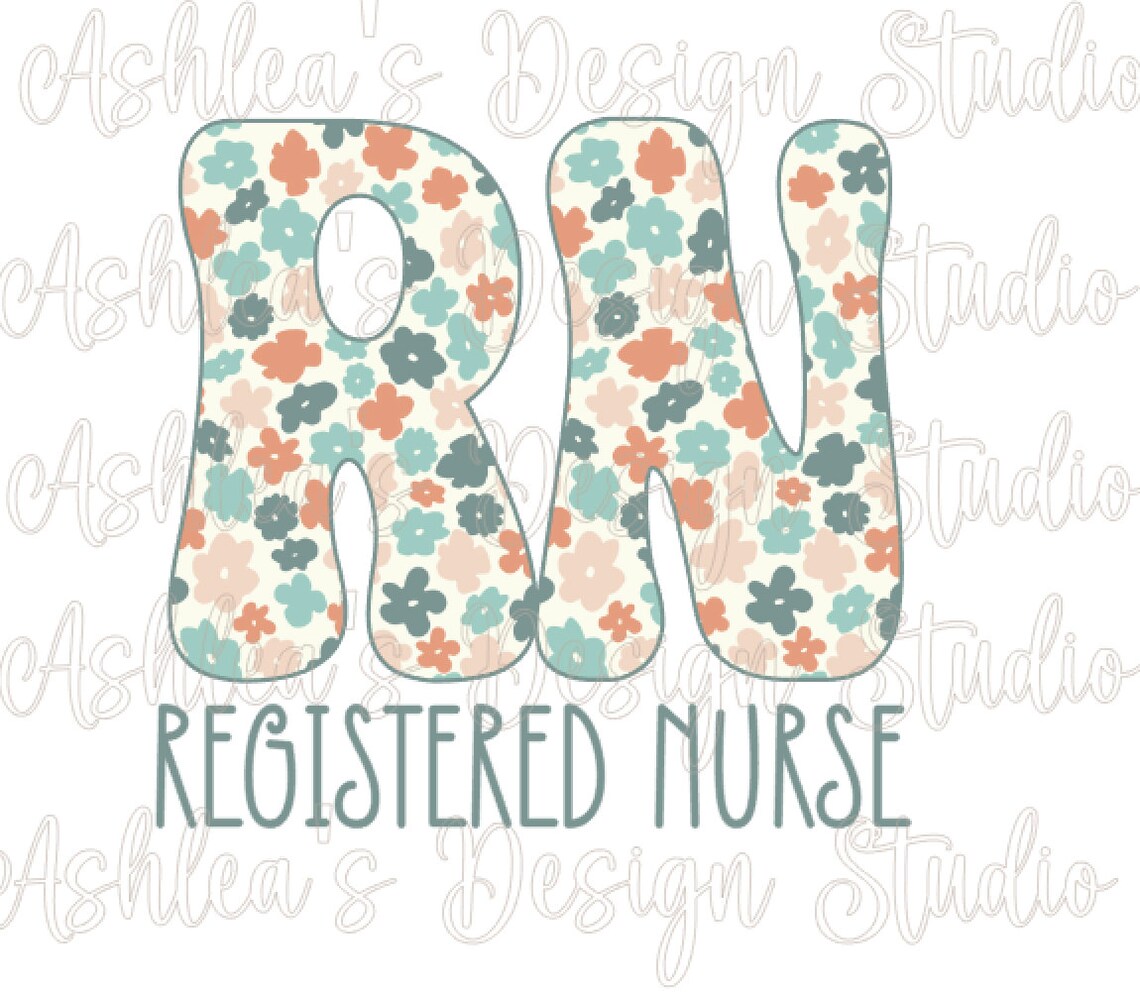 Registered Nurse RN Png RN Svg Digital Download Floral Retro Digital ...