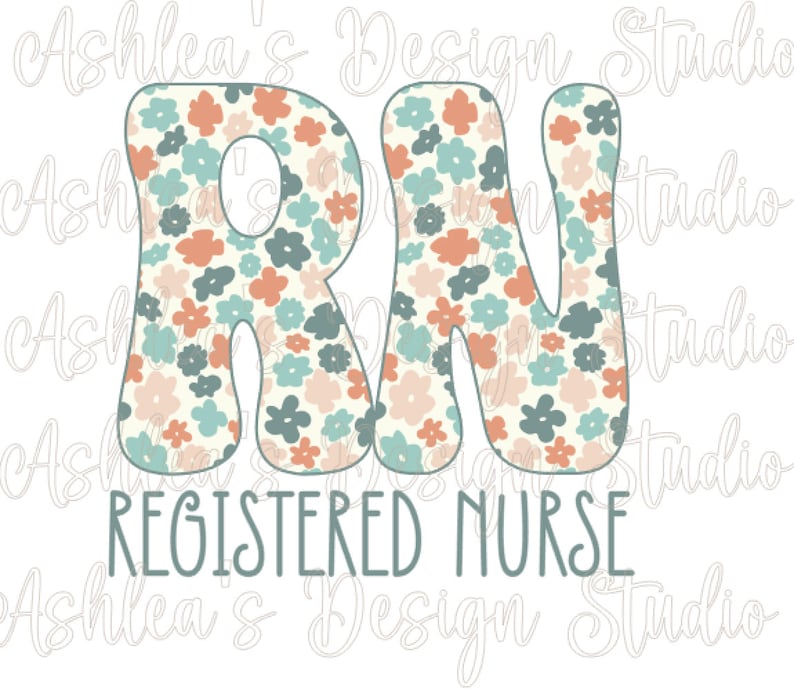 Registered Nurse RN Png RN Svg Digital Download Floral Retro Digital ...