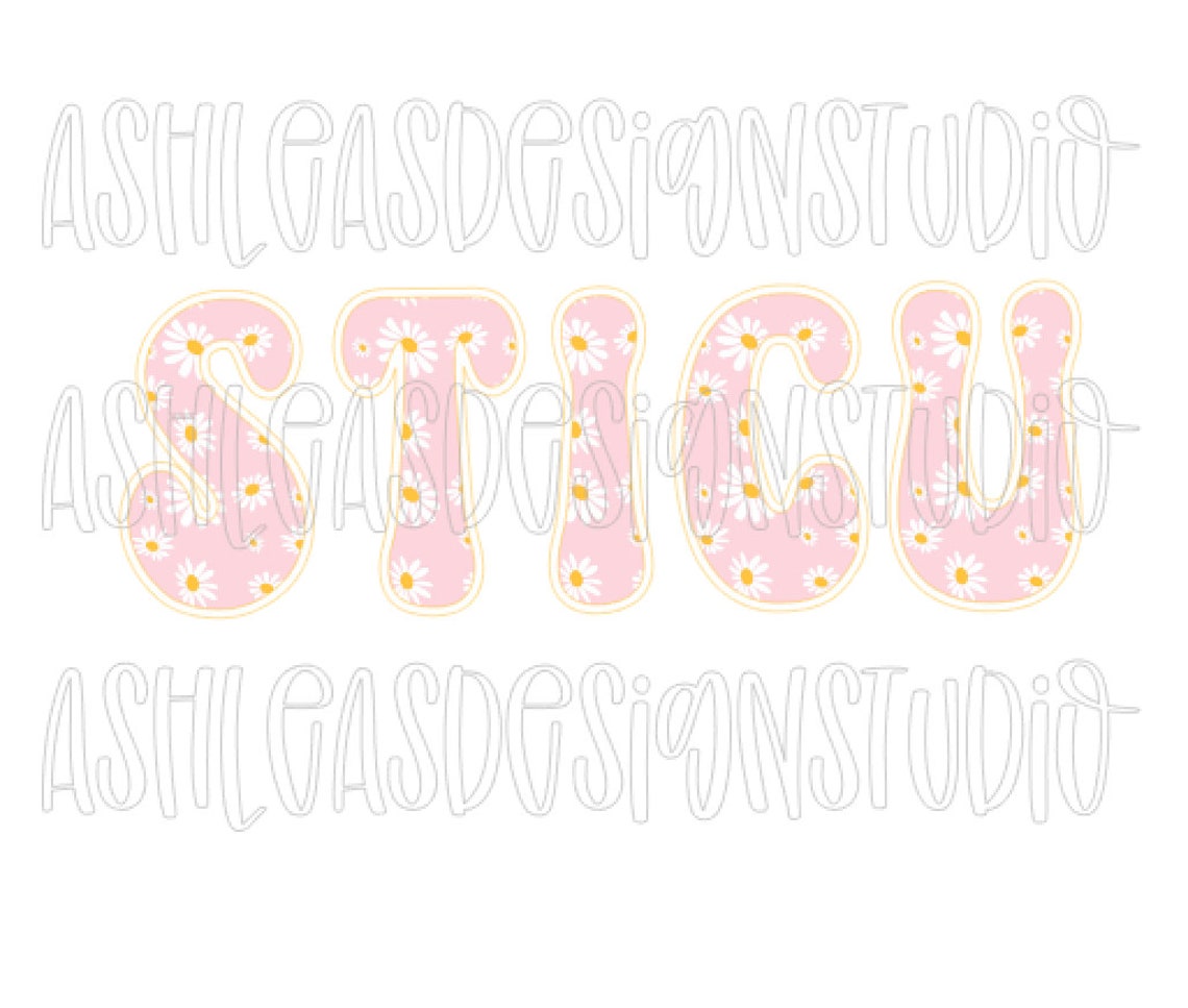 STICU Digital Svg and Png Pink With White Daisy Design Surgical Trauma ...