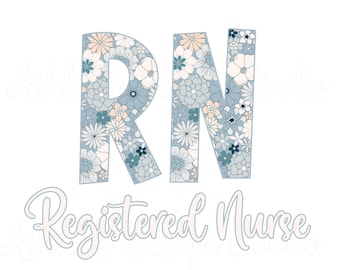 Registered Nurse Png RN Svg Flower Nurse Digital Download Retro Vibes ...