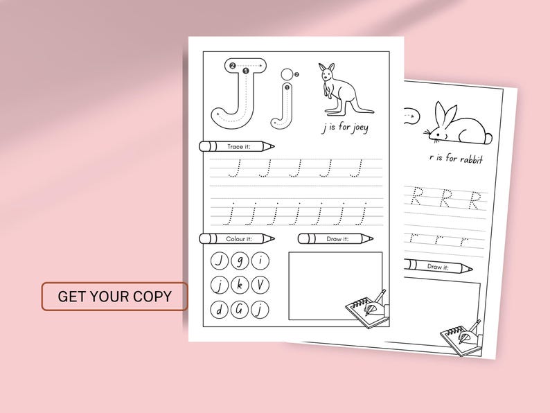 Hoja de trabajo imprimible para trazar el alfabeto, mayúsculas y ...