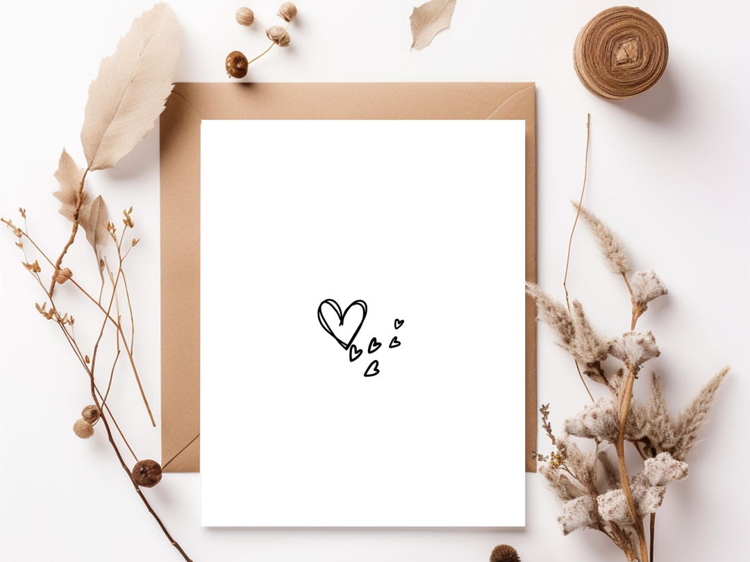 Heart Card Small Heart Heart Outline Card Heart Drawing I Love You Card ...