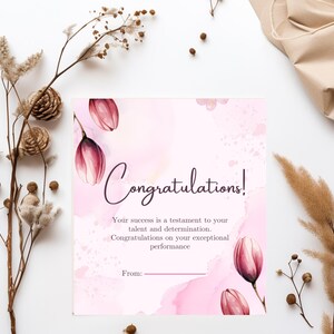 Congratulations Greeting Card Floral Card Excellent Performance Cards ...