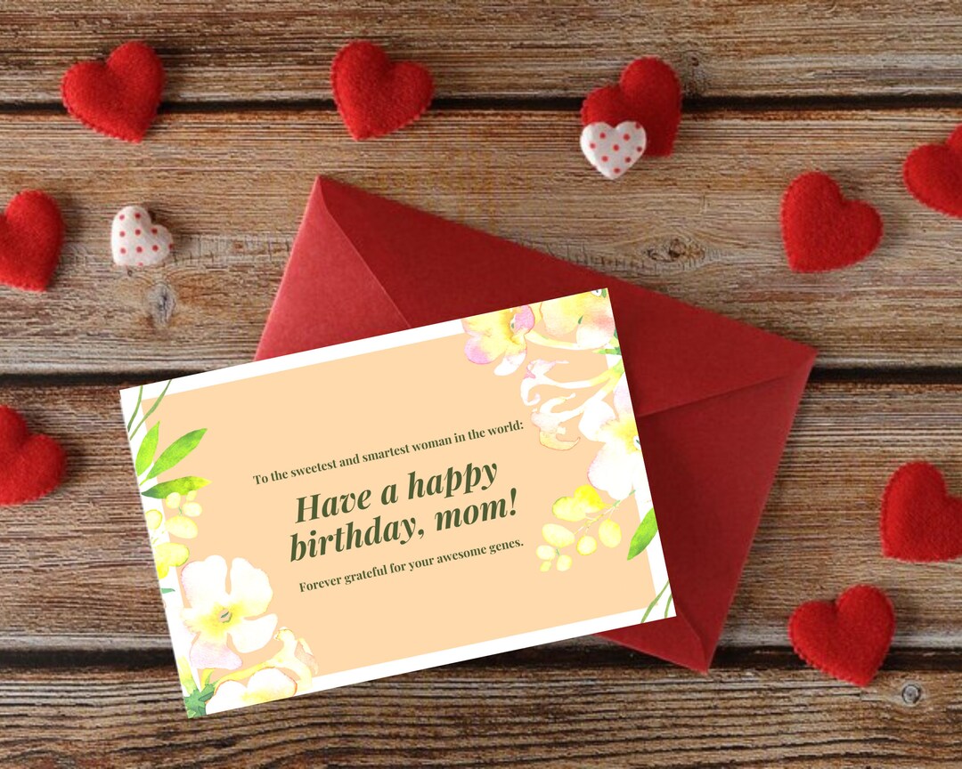 Floral Mother Birthday Card Instant Download Love Card Etsy Floral Mother Birthday Card Instant Download Love Card Etsy