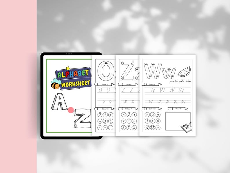 Hoja de trabajo imprimible para trazar el alfabeto, mayúsculas y ...