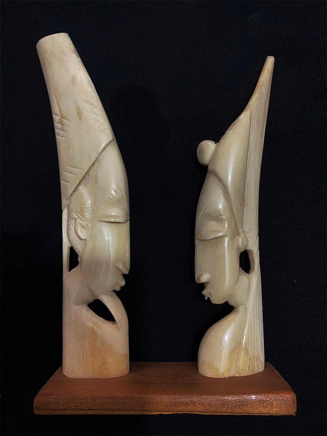 ANTIQUE Profiles of Woman and Man Carved in Antique Ivory From the 1900 ...