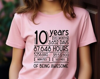 Ten Ten Ten Shirt, Wavy Ten Shirt, Ten Year Old Gift, Tenth Birthday ...