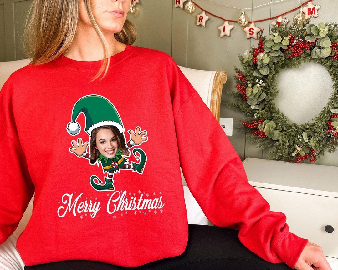 Custom Face Elf Sweatshirts, Personalized Elf Sweatshirt, Christmas ...