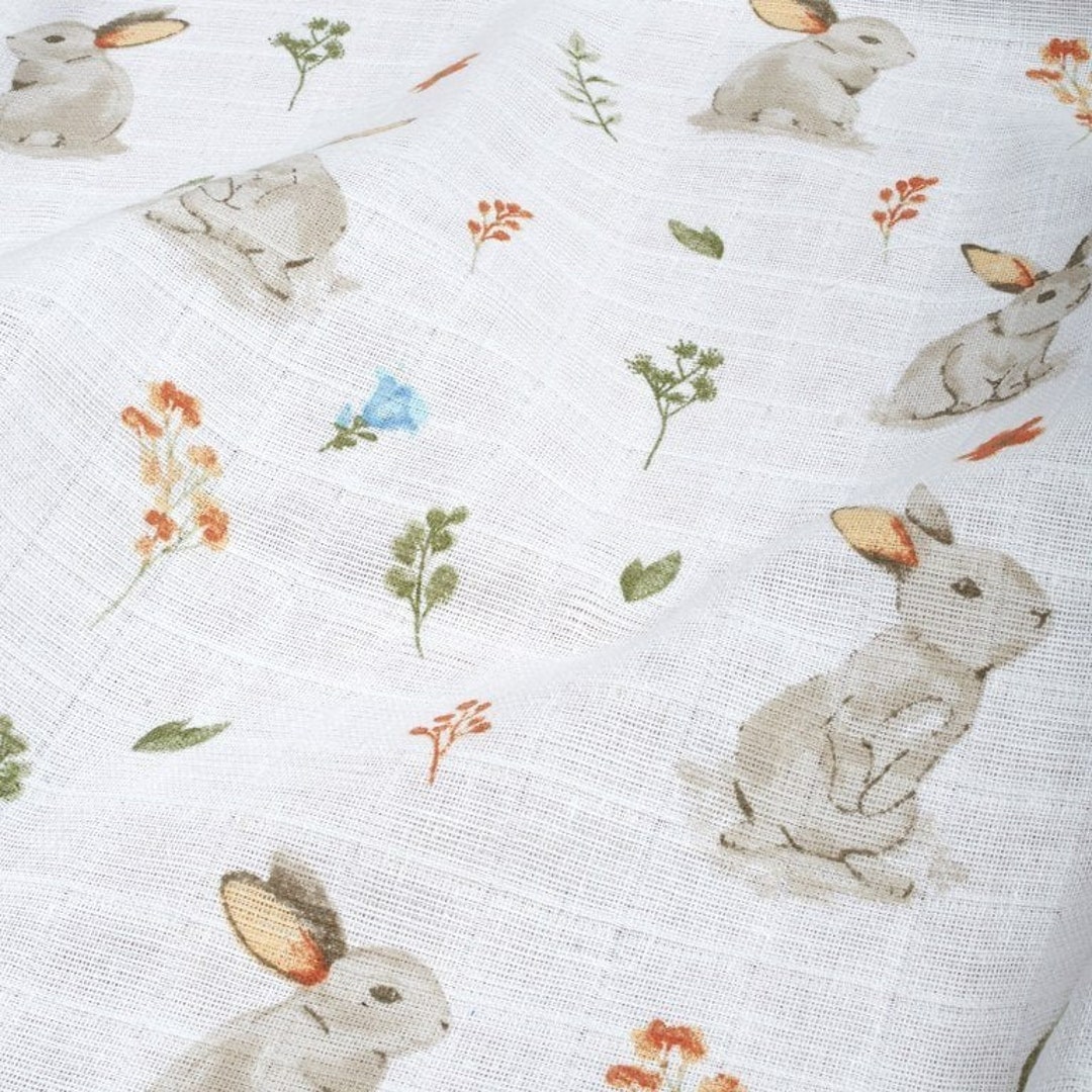 Rabbits Muslin Fabric by the Yard Rabbits Muslin Fabric Sold - Etsy
