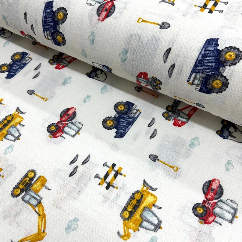 Tractor Double Gauze Fabric: Construction Machine Muslin, 100% Cotton ...