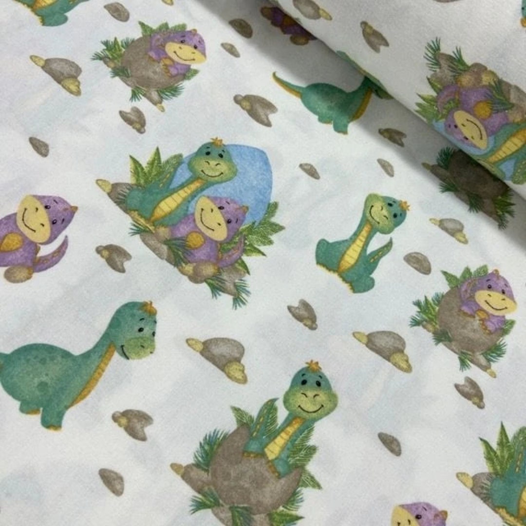 Dinosaurs Flannel Fabric by the Yard, Little Dino Cotton Flannel Sold ...