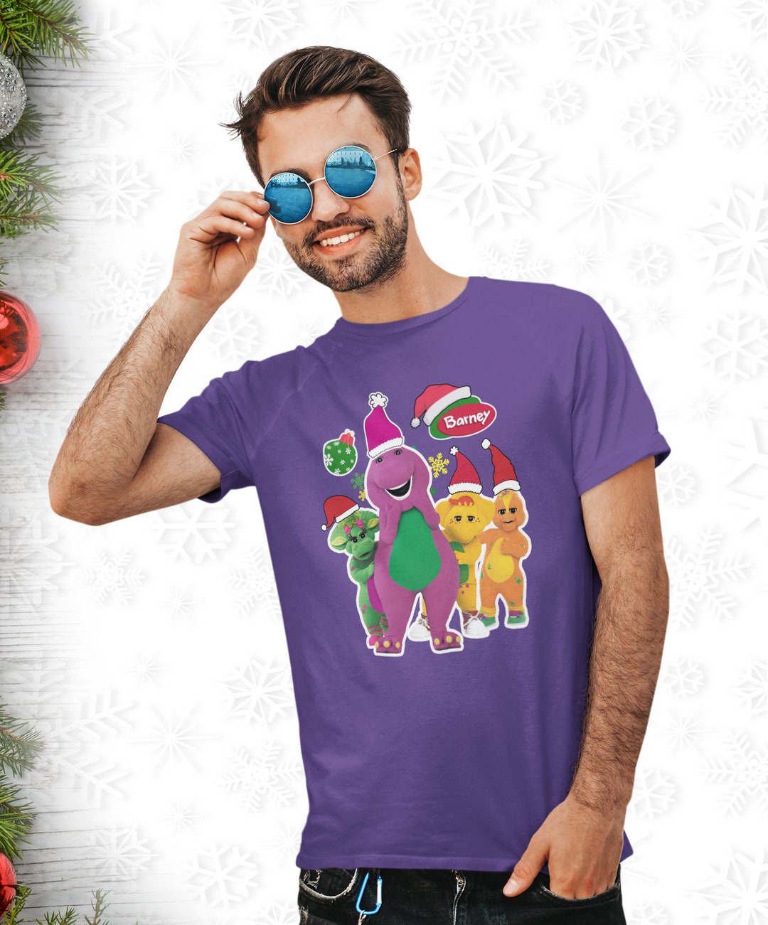 Barney the Dinosaur and Friends Christmas Tshirt, Adult Size, Children ...