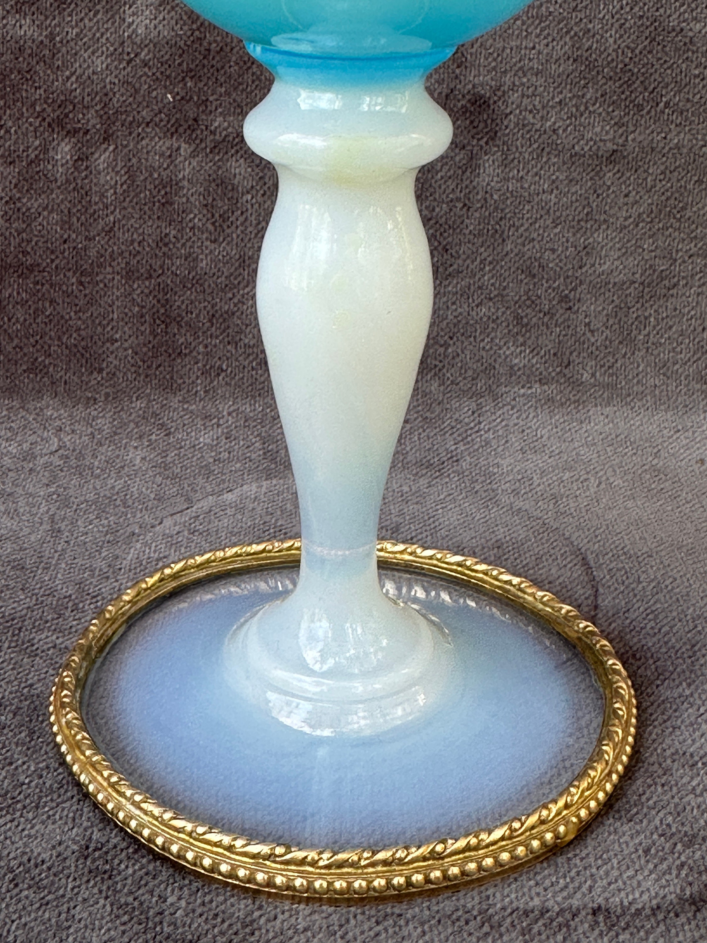 Antique French Blue Milk Opaline Glass Vase With Ormolu Brass Mounts ...