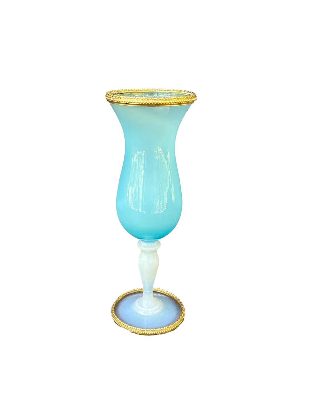 Antique French Blue Milk Opaline Glass Vase With Ormolu Brass Mounts, Home Decor, Mother's Day ...