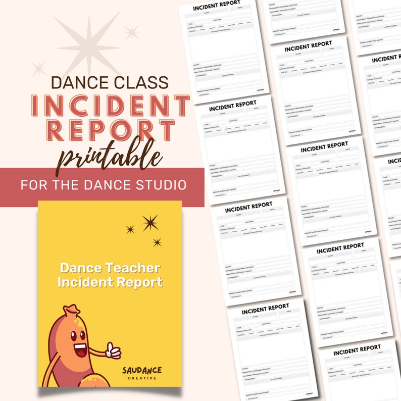 Incident Report Form Dance Studio Dance Teacher - Digital Download ...