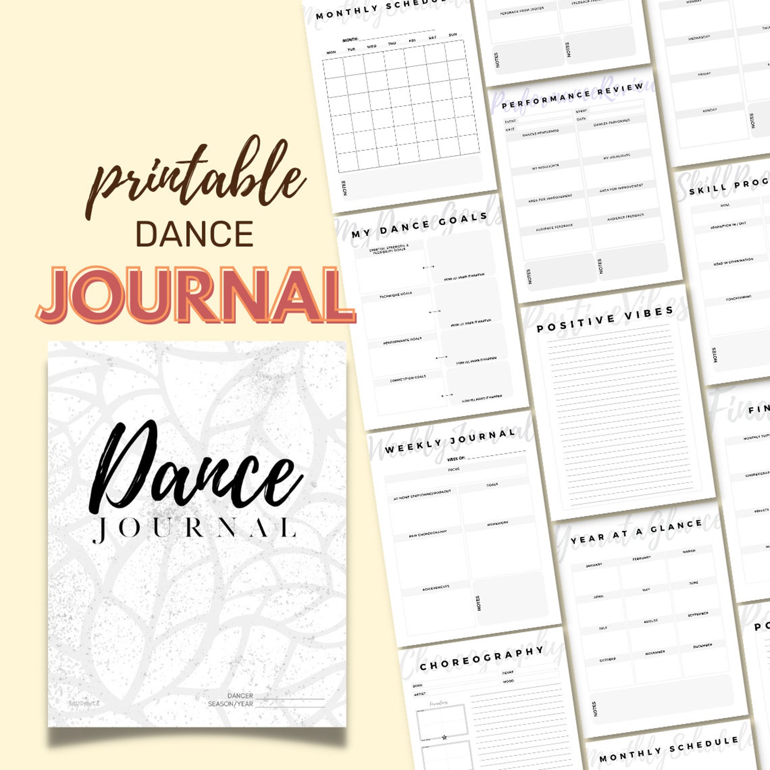 Dance Journal for Dancers in Dance Class - Digital Download - Printable - Etsy