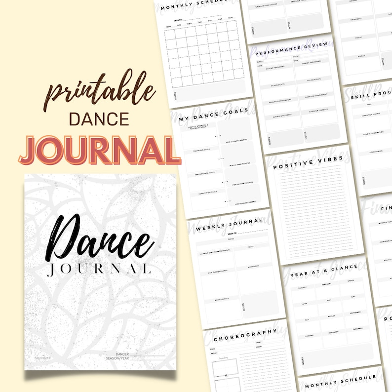 Dance Journal for Dancers in Dance Class - Digital Download - Printable ...