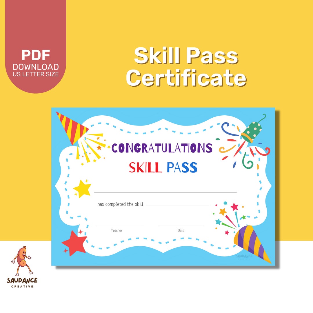 Skill Pass Certificate - Dance Teacher - Dance Studio - Digital ...