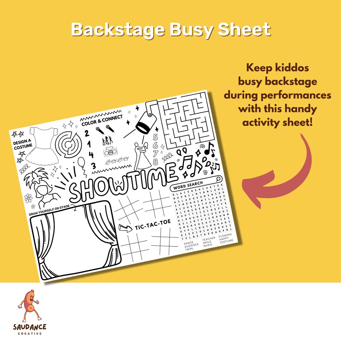 Backstage Busy Sheet - Activity Sheet - Coloring Sheet - Dance Recital ...