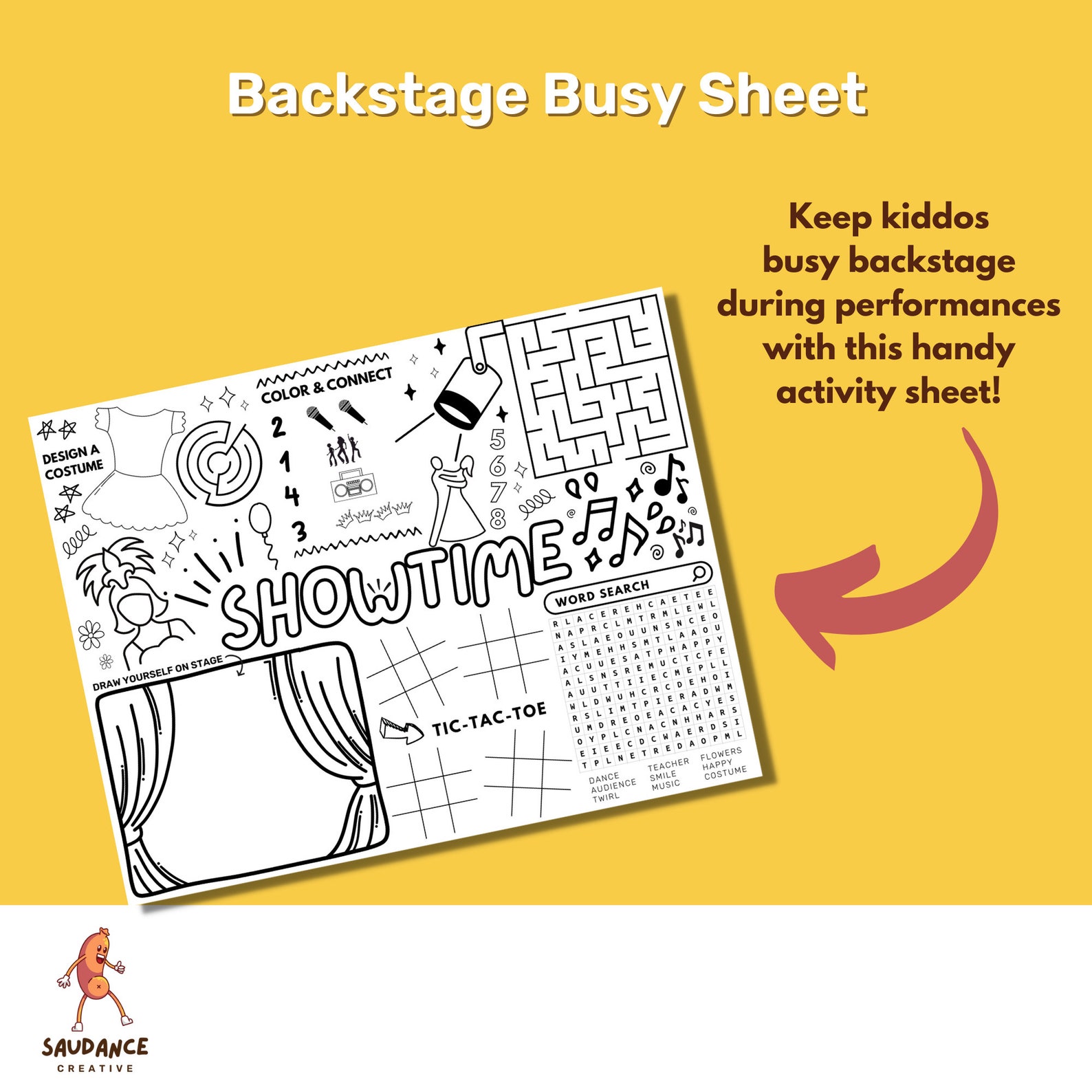 Backstage Busy Sheet - Activity Sheet - Coloring Sheet - Dance Recital ...
