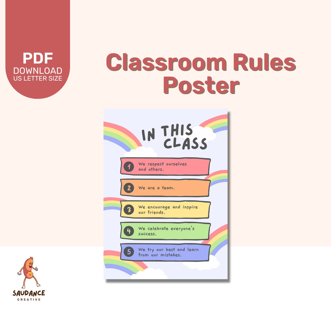 Rainbow Dance Class Classroom Rules Poster - Dance Studio - Digital ...