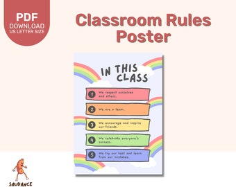 Rainbow Dance Class Classroom Rules Poster Dance Studio - Etsy