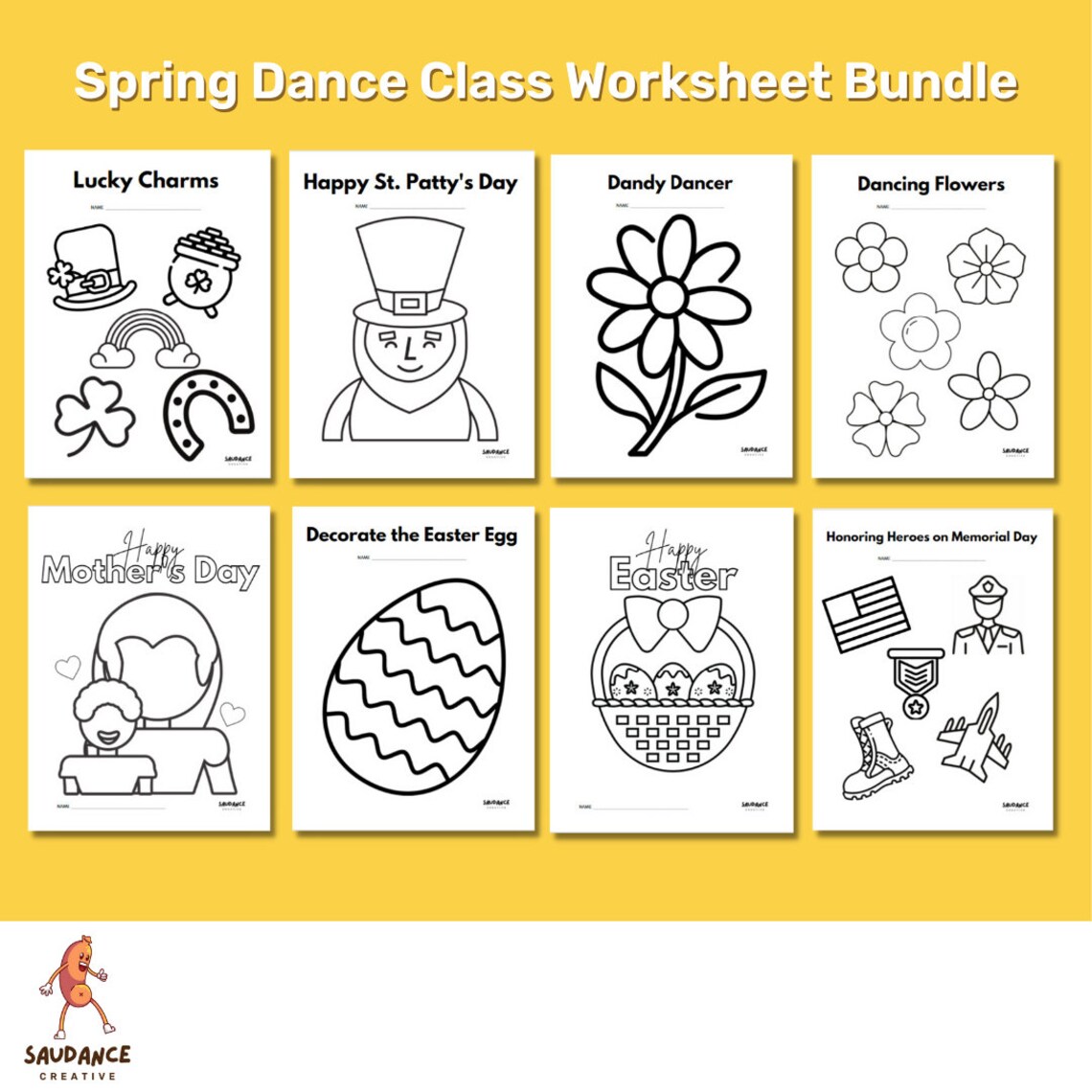 Dance Teacher Spring Dance Class Worksheet Bundle - Dance Studio ...