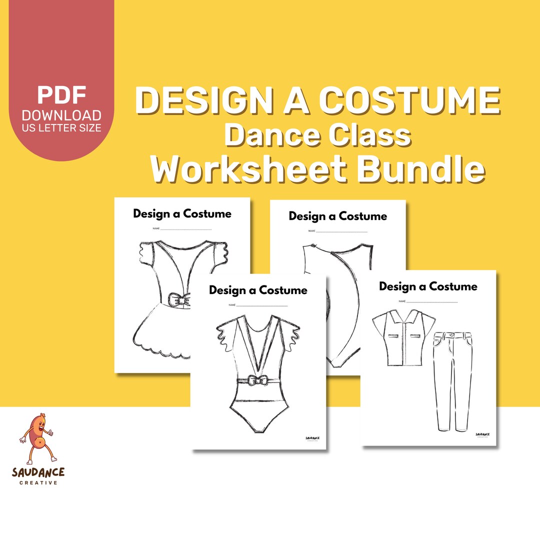 Design a Costume Dance Class Worksheet Bundle - Dance Teacher - Digital ...