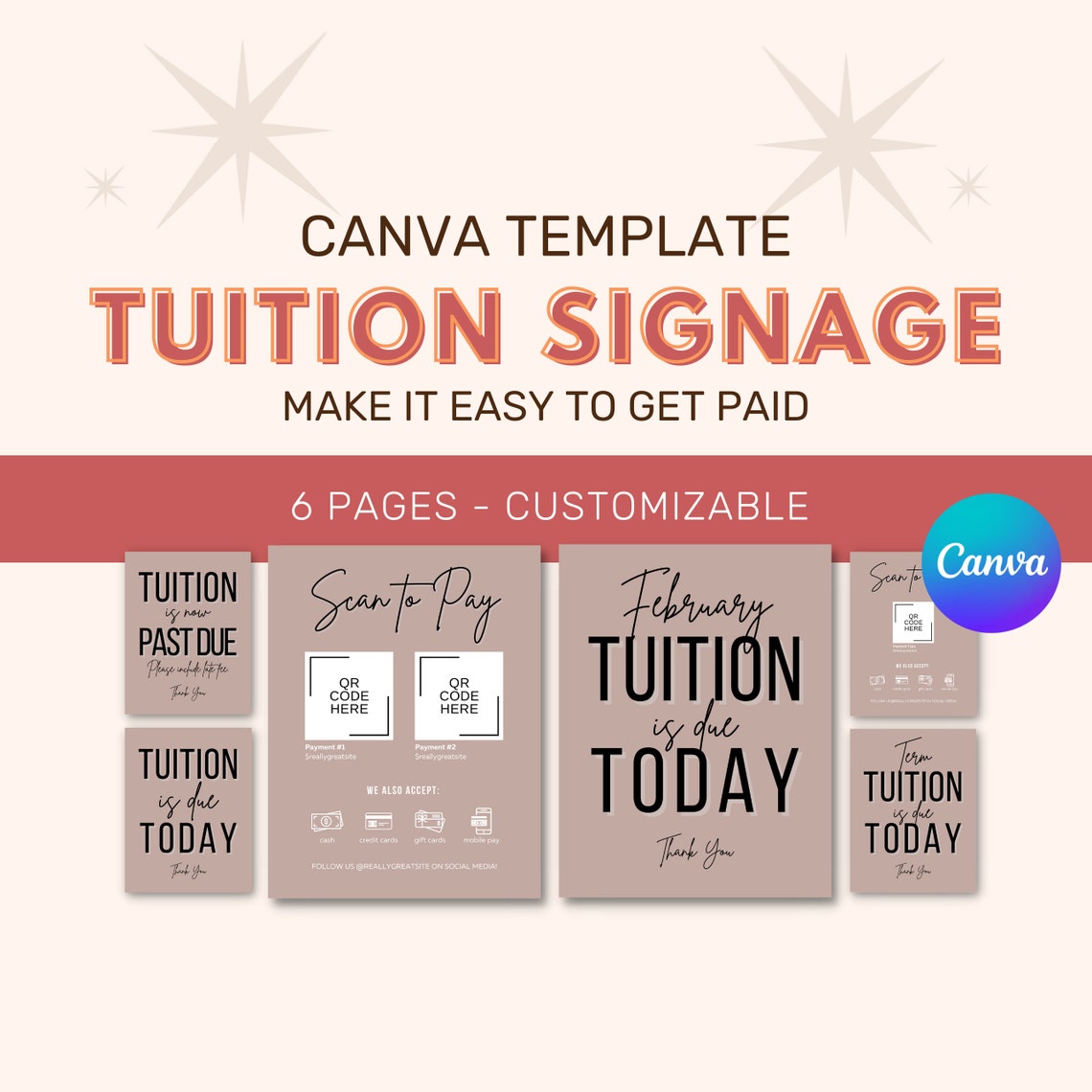 Tuition Signage Kit - Canva Template - Dance Studio - Digital Download ...