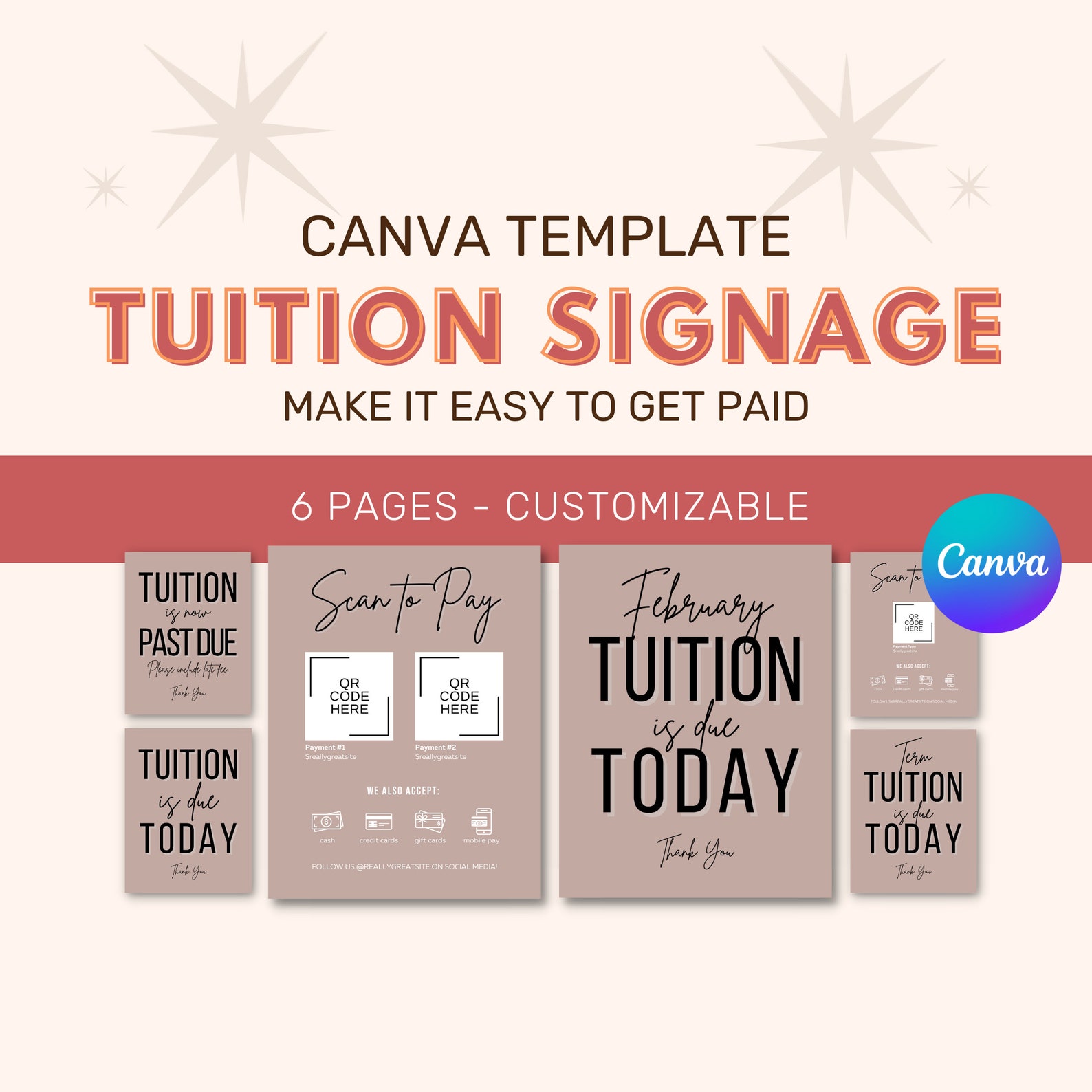 Tuition Signage Kit - Canva Template - Dance Studio - Digital Download ...