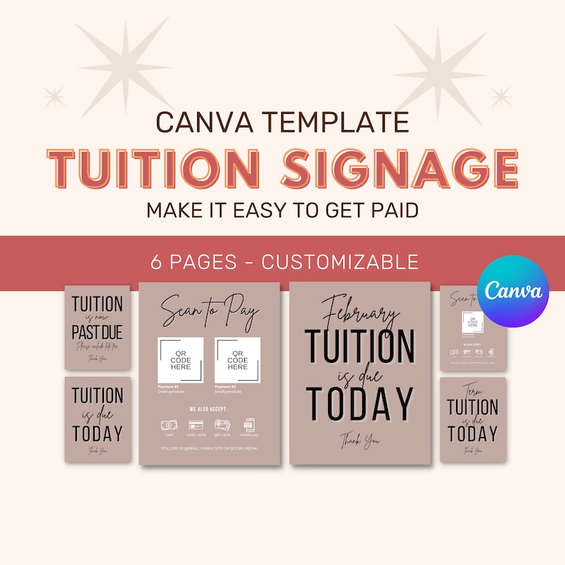 Tuition Signage Kit - Canva Template - Dance Studio - Digital Download ...