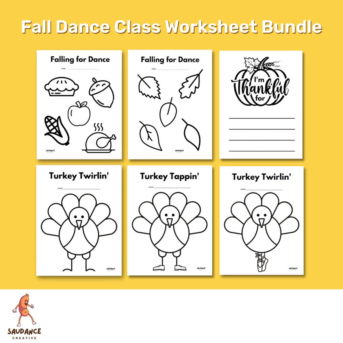 Dance Teacher Fall Dance Class Worksheet Bundle - Dance Studio ...