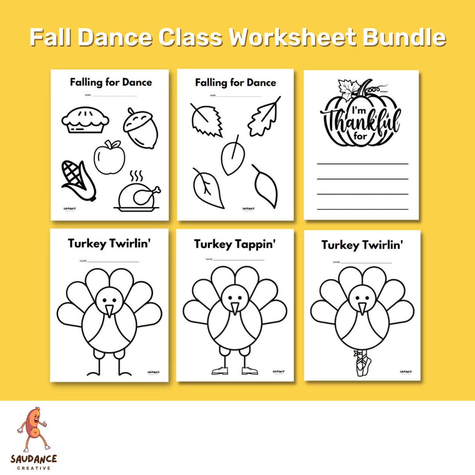 Dance Teacher Fall Dance Class Worksheet Bundle - Dance Studio ...