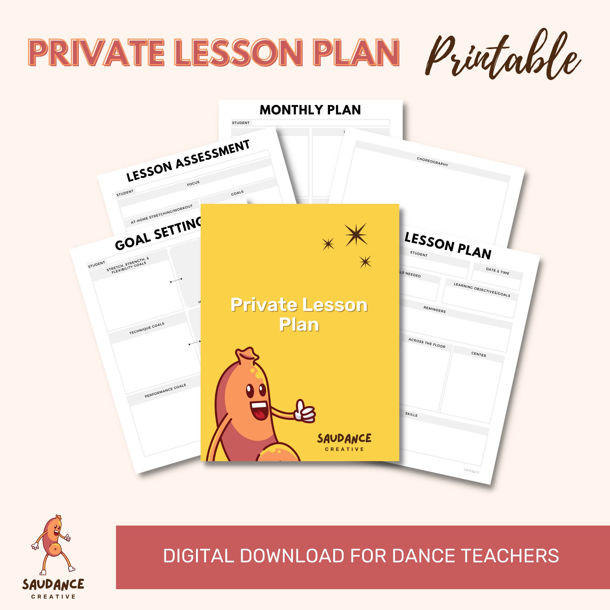 Dance Teacher Private Lesson Plan - Digital Download - Printable - Etsy