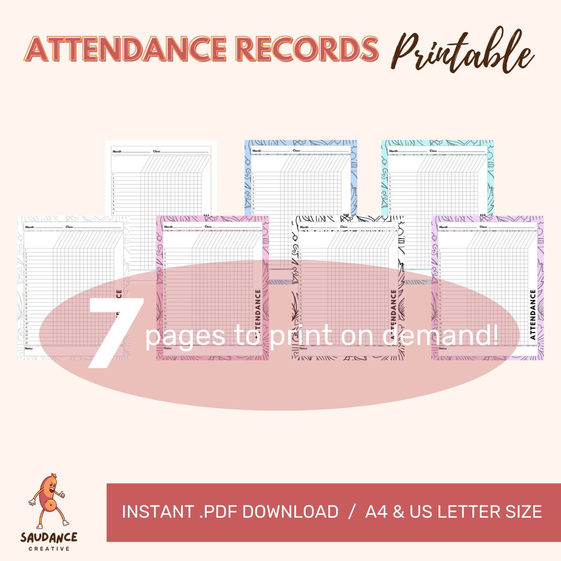 Dance Class Attendance Sheets Records - Dance Teacher - Dance Studio ...