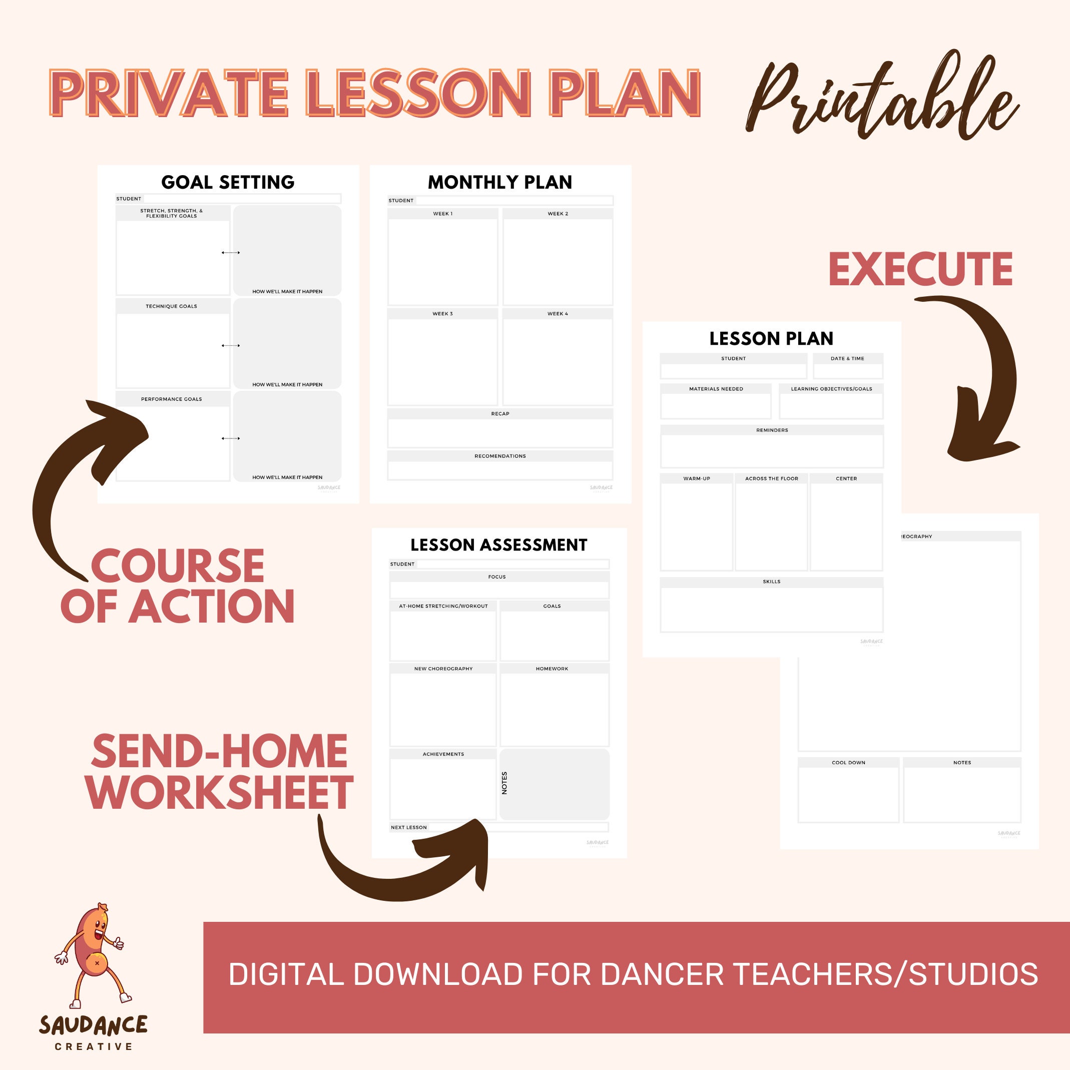 Dance Teacher Private Lesson Plan - Digital Download - Printable - Etsy
