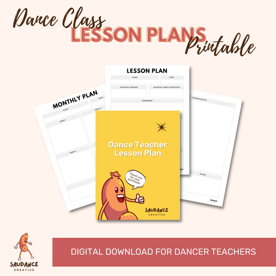 Dance Teacher Lesson Plan - Digital Download - Printable - Etsy
