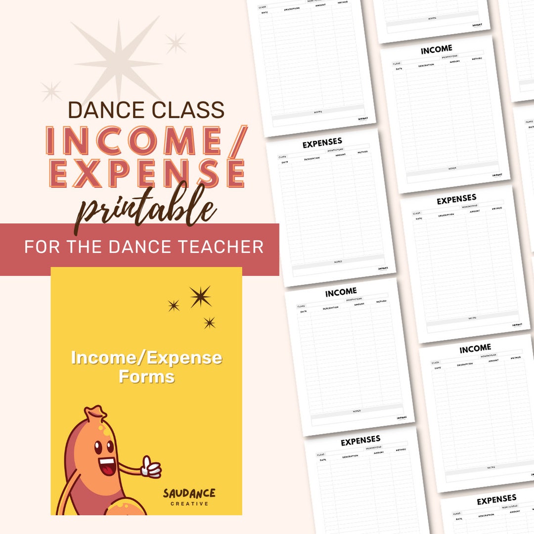 Income Expense Forms for Dance Teacher Dance Studio - Digital Download ...