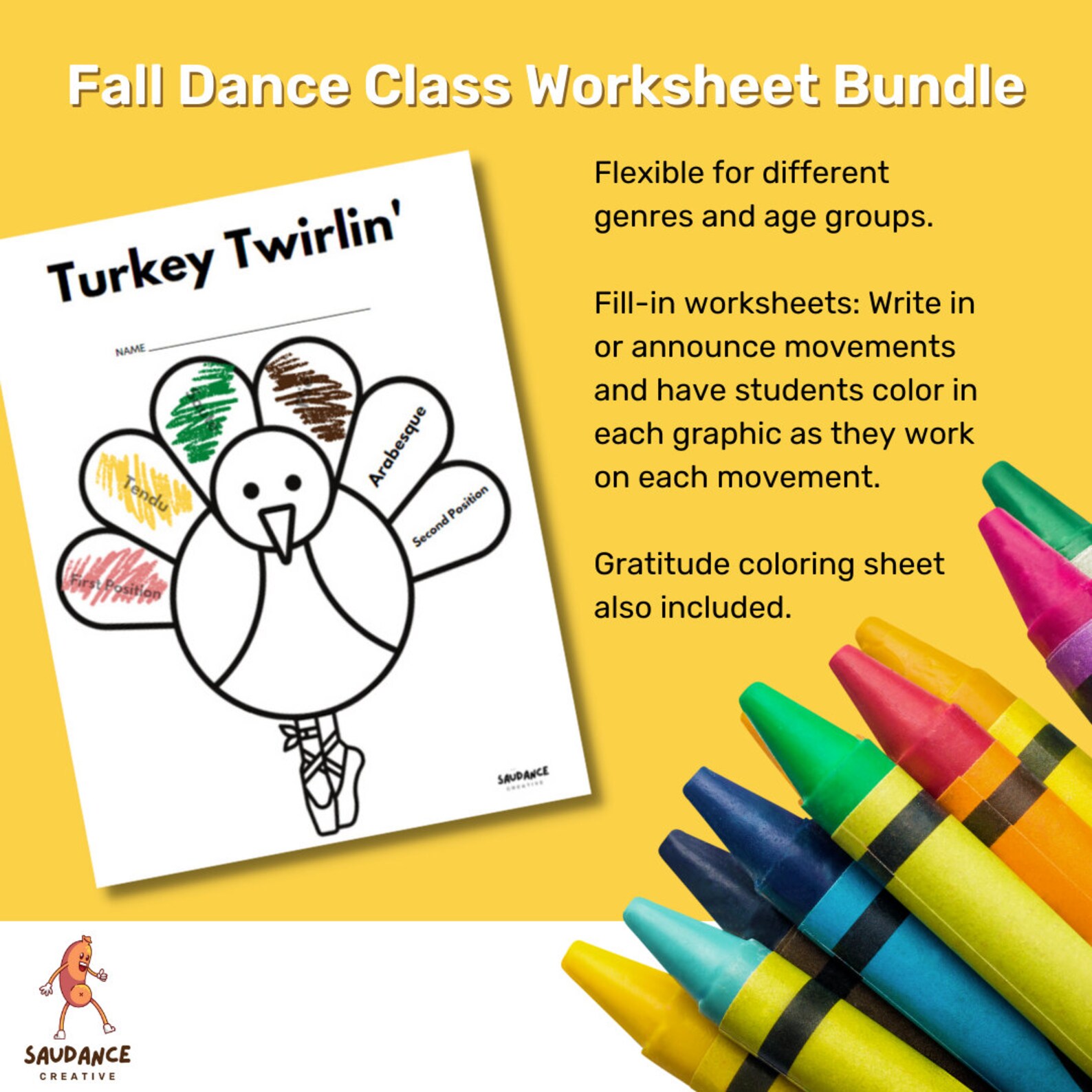 Dance Teacher Fall Dance Class Worksheet Bundle - Dance Studio ...
