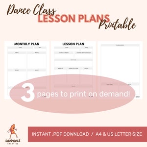 Dance Teacher Lesson Plan - Digital Download - Printable - Etsy