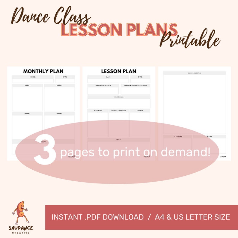 Dance Teacher Lesson Plan - Digital Download - Printable - Etsy