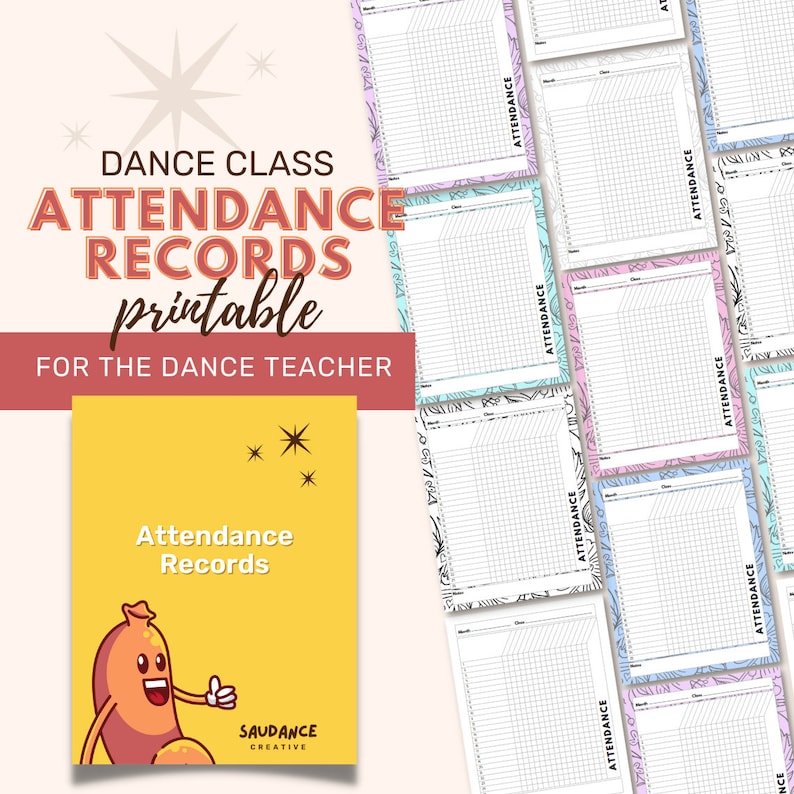 Dance Class Attendance Sheets Records - Dance Teacher - Dance Studio ...