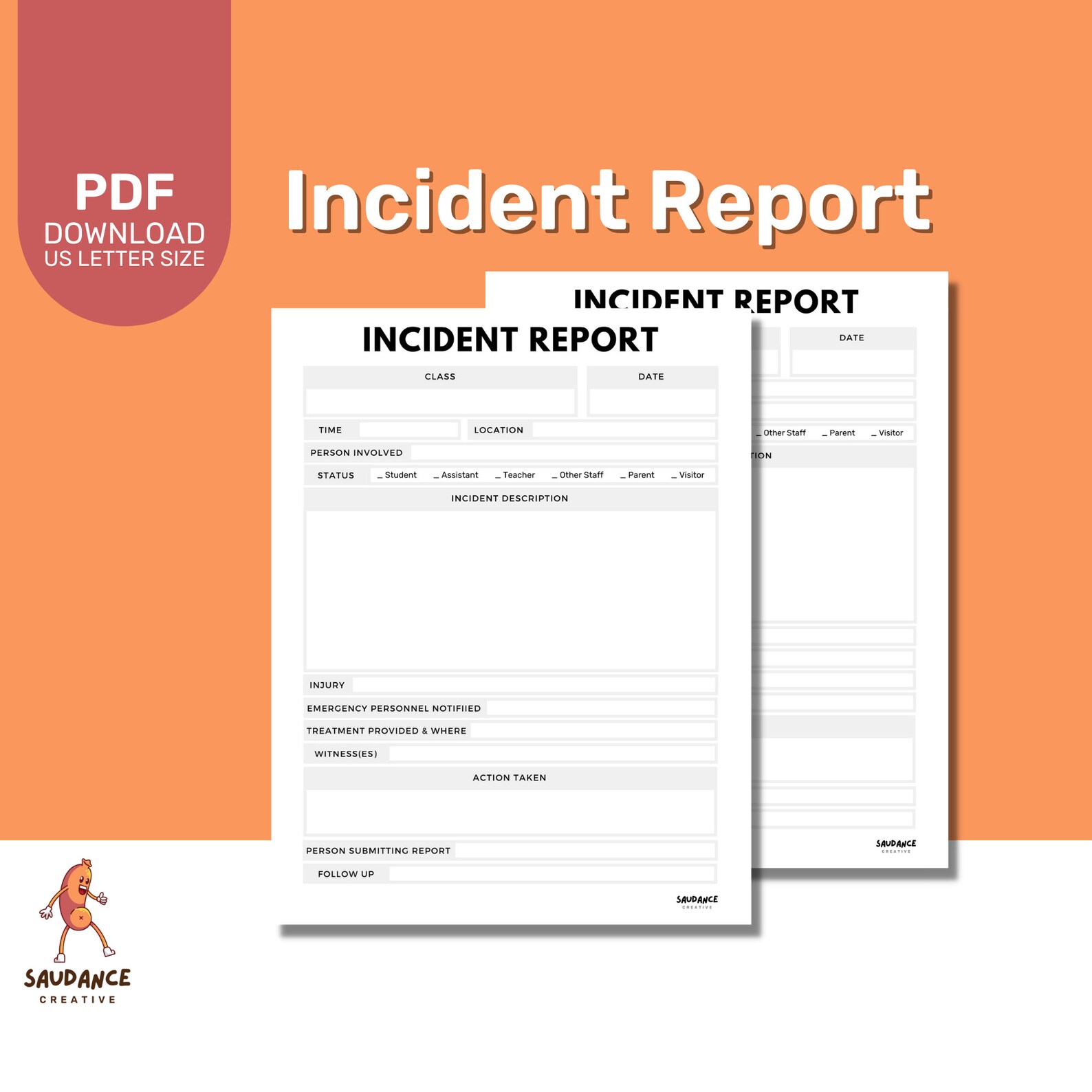 Incident Report Form Dance Studio Dance Teacher Digital | Etsy UK