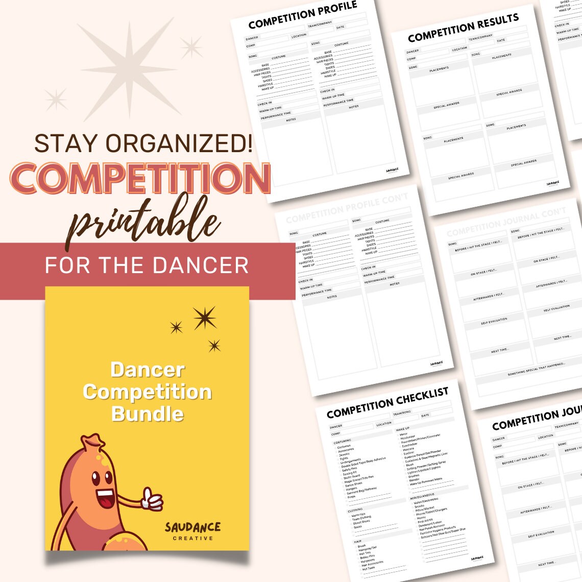 Dance Competition Bundle - Dancer Checklist Results Journal - Digital ...