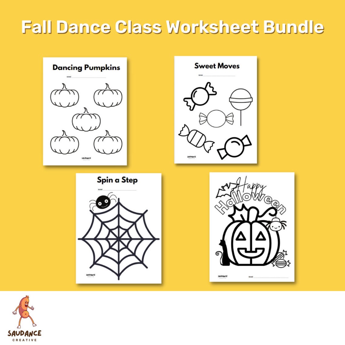 Dance Teacher Fall Dance Class Worksheet Bundle - Dance Studio ...